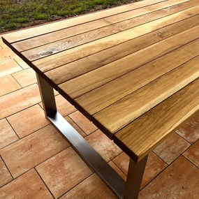 KULHÁNEK Zahradní stůl s nerezovou podnoží XXL Odstín nátěru: lazura - ořech, Velikost desky: individuální