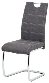 Jídelní židle HC-482 GREY2, šedá látka, bílé prošití, kov chrom