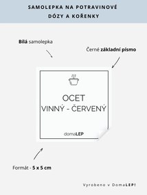 Samolepka na láhev OCET VINNÝ - ČERVENÝ – bílá, 5 x 5 cm, základní písmo