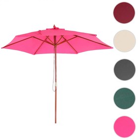 Slunečník Florida Ø 3m - polyester/dřevo - růžová