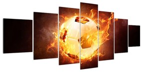 Obraz fotbalového míče v ohni (210x100 cm)