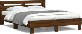 vidaXL Rám postele s čelem a LED osvětlením 140 x 190 cm [3207560] Barva: hnědý dub