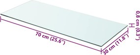 Policové desky 2 ks sklo čiré 70 x 30 cm 3051571