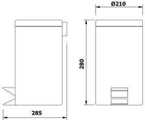BISK Erga Niagara, odpadkový koš 5l s pedálem, chromová, ERG-00283
