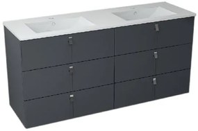 Sapho Mitra - Umyvadlová skříňka 1510x723x465 mm, s dvojumyvadlem Slim, antracit 2XMT0821601-150
