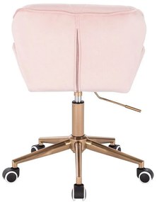 LuxuryForm Židle MILANO VELUR na zlaté podstavě s kolečky - světle růžová