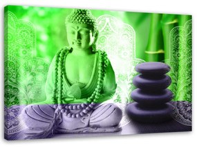 Obraz na plátně Buddha green zen spa - 100x70 cm