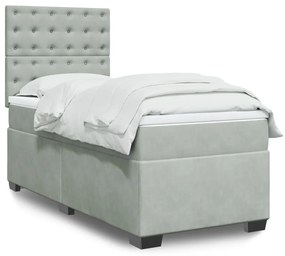 Box spring postel s matrací světle šedá 90x190 cm samet 3290798