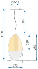 Toolight - závěná lampa E27 60W APP952-1CP, hnědá-bílá, OSW-04035