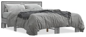 Rám postele šedý sonoma 120 x 200 cm kompozitní dřevo a kov