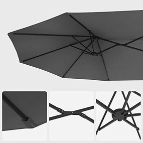 Dvojitý slunečník 460 × 270 cm, extra velký zahradní slunečník, UPF 50+, šedý