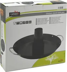 Cattara Stojan na grilování kuřete s pánví / Stojan na kuře / Ocelový