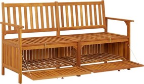 vidaXL Úložná lavice s poduškou 148 cm masivní akáciové dřevo [316743] Barva: Hnědá a bílá