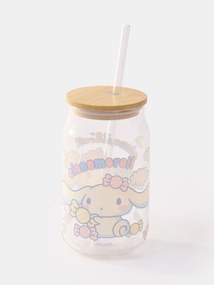 Sinsay - Skleněný hrnek s bambusovým víčkem a brčkem Cinnamoroll - vícebarevná