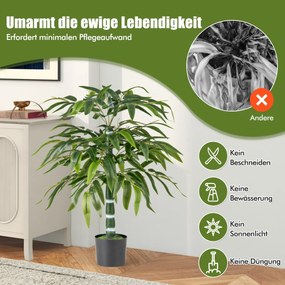Costway Sada 2 umělých rostlin Bambus 100 cm Umělý strom s květináčem Umělá