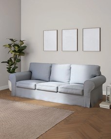 Potah na pohovku IKEA  Ektorp 3-místná, rozkládací STARÝ MODEL PIXBO barva modrá látka pletený vzor