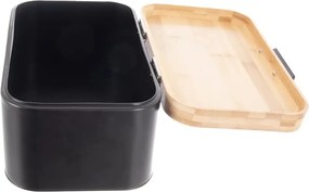 Orion Chlebník BLACK,  plech/bambus,  30 x 19,5 x 14,5 cm