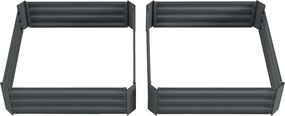 Outsunny 2-dílný vyvýšený záhon z oceli, studený rám pro rostliny, zahradní box na bylinky 100x100x30cm pro zahradu, balkon, terasu, záhon pro květin…