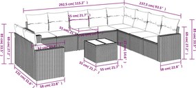 11dílná zahradní sedací souprava s poduškami černá polyratan 3251512