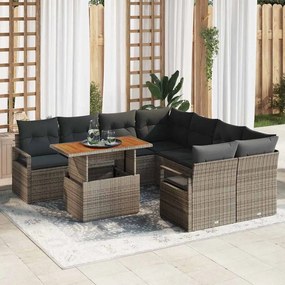 Sada zahradních pohovek 9 ks 8-Počet míst Šedá a hnědá 3349691