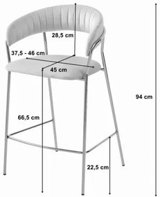 Set dvou barových židlí BADIA sametové béžové (zlaté nohy) 2 ks