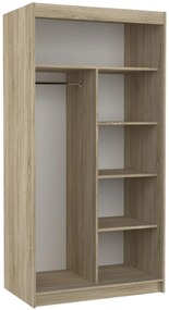 Šatní skříň s posuvnými dveřmi Bario - 100 cm Barva: Bílá/dub Sonoma