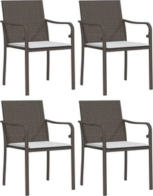 vidaXL Zahradní židle s poduškami 4 ks 56 x 59 x 84 cm polyratan [3187073] Barva: Černá