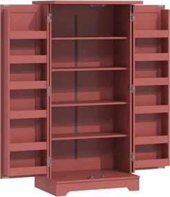 HOMCOM kuchyňský bufet, kuchyňská skříňka 5 úrovní s dveřmi a nastavitelnými policemi, 60d x 40h x 120v cm, dřevěný dekor červená