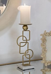 Svícen Marie 31 cm zlatý/mramor