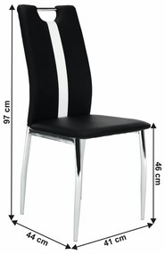 Židle, černá / bílá ekokůže + chrom nohy, SIGNA