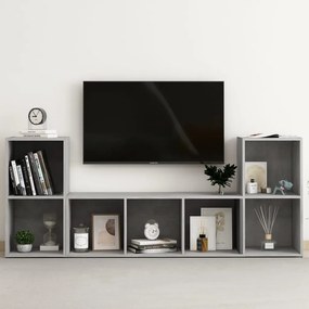 3dílný set TV skříněk betonově šedý dřevotříska 3080019