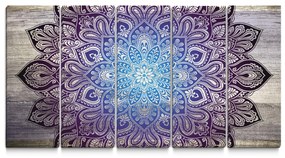 Malvis ® Obraz mandala na dřevě V Velikost (šířka x výška): pětidílný obdélník - 100x45 cm