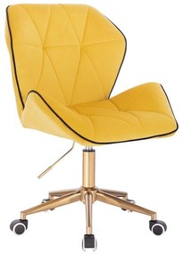 LuxuryForm Židle MILANO MAX VELUR na zlaté podstavě s kolečky - žlutá