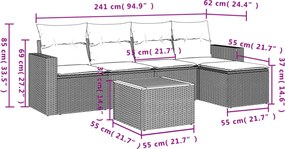 6dílná zahradní sedací souprava s poduškami šedá polyratan 3224100