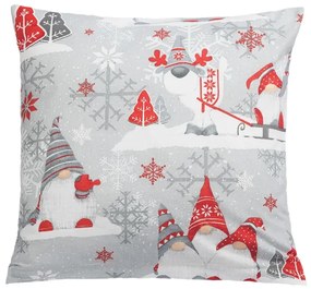 Bellatex Povláček bavlněný vánoce 40x40 cm Skřítek Šedá,Červená