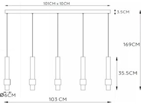 Lucide 24402/30/96 -LED Stmívatelný lustr na lanku MARGARY 5xLED/4,2W/230V mosaz