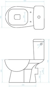 Kuchinox Lario, WC kombi, dvoutlačítko 3/6l, zadní odpad, sedátko s pomalým zavíráním, bílá, LAV-VKL_604P