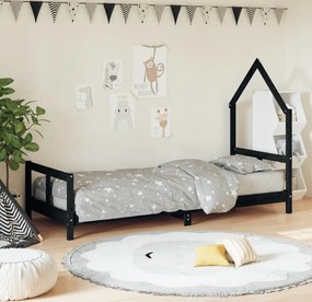 vidaXL Dětská postel 80 x 200 cm masivní borové dřevo [834564] Barva: Černá