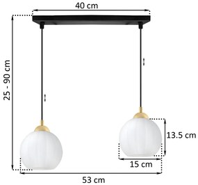 Závěsné svítidlo Costa, 2x bílé skleněné stínítko, b/g