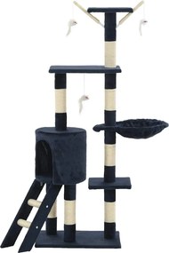 Škrabadlo pro kočky se sisalovými sloupky 138 cm tmavě modré 170582