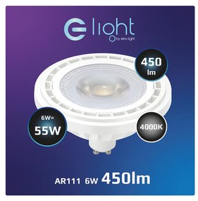 Halogenová LED žárovka GU10 neutrální 4000k 6w 450 lm bílá