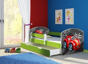 Dětská postel - Car 2 180x80 cm + šuplík zelená