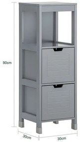 Sobuy FRG127-SG Koupelnová komoda koupelnová skříňka s podložkou koupelnový nábytek tmavě šedý cca: 30x90x30cm