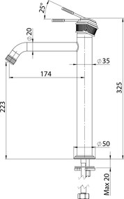 Sapho Sapho, VERSI stojánková umyvadlová baterie vysoká, prodloužená hubice, chrom, RV007