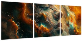 Obraz - Tvář ve vesmíru (s hodinami) (90x30 cm)