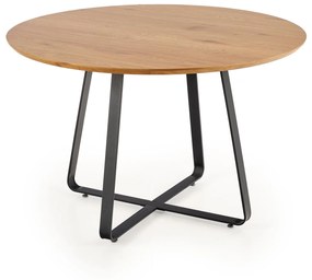 Černý jídelní stůl s dubovou deskou NOCTURNE 120x120