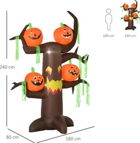 HOMCOM Nafukovací strašidelný strom dýně s LED osvětlením 180x80x240cm