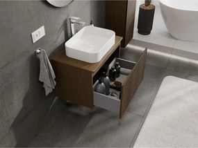 Mexen Rivel, koupelnová skříňka 70 cm s horní deskou, 1 zásuvka, drážkovaná, ořech, 91A20-07047-1-BFC86