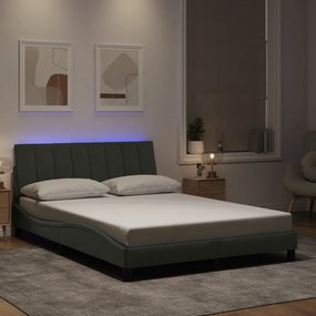Rám postele s LED osvětlením bez matrace Hanko světle šedý 140 x 190 cm samet 3213775