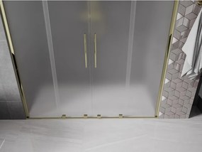 Mexen Velar Duo, posuvné sprchové dveře do otvoru 170 cm, 8mm sklo námraza, zlatá lesklá, 871-170-000-32-50